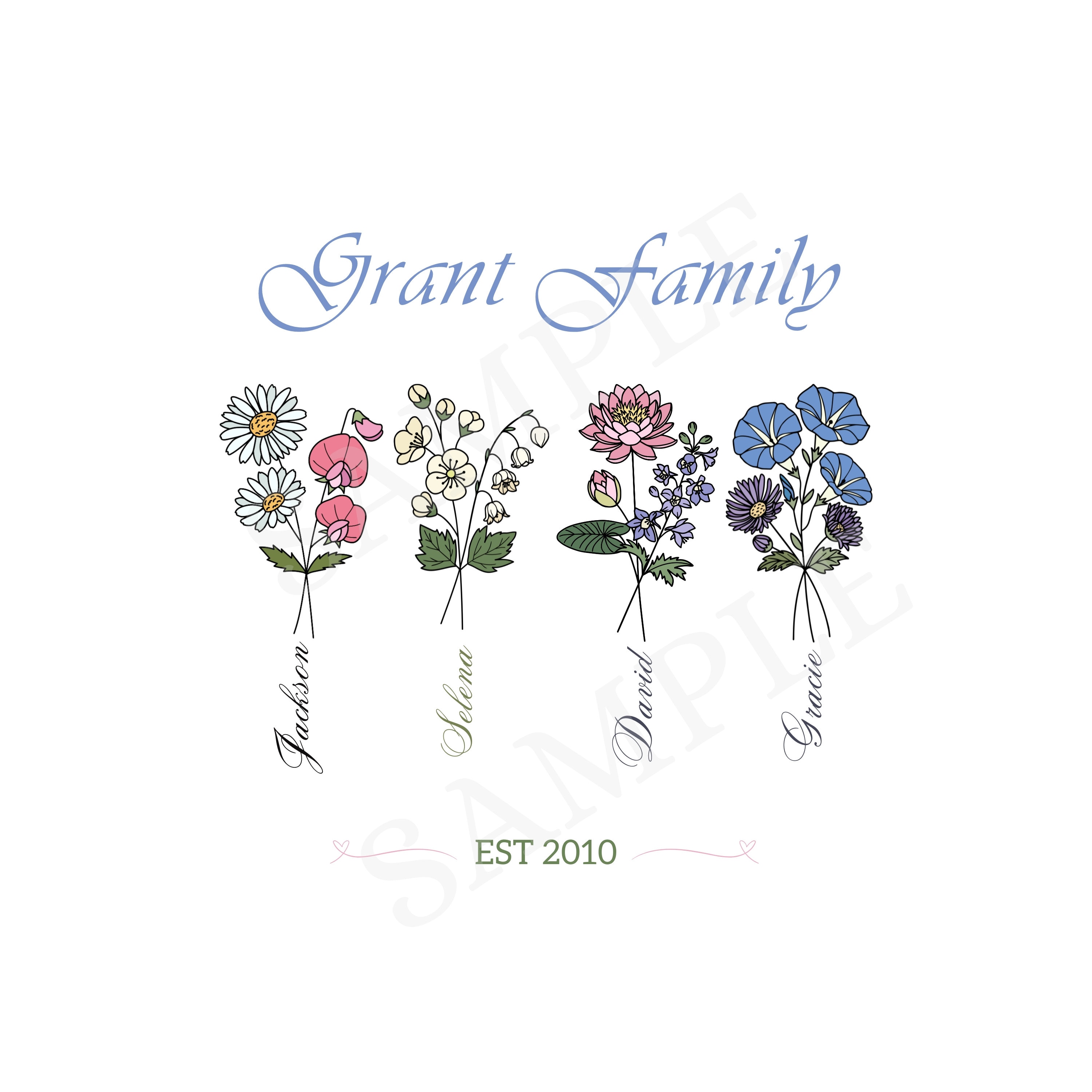 September Birth Flower Art Print: Morning Glory & Aster, Personalized ...