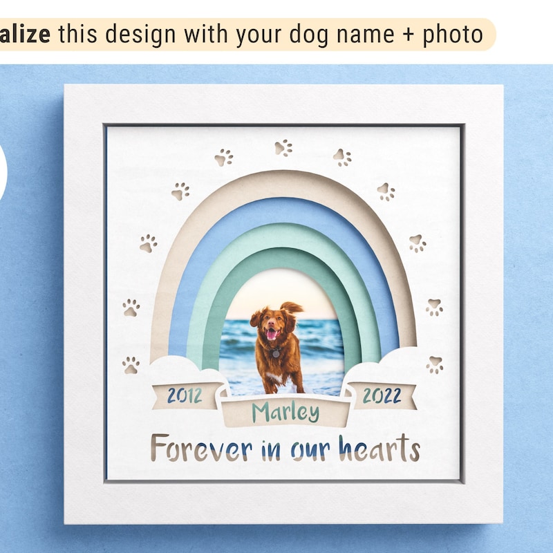 Rainbow Dog Shadow Box Svg - Etsy