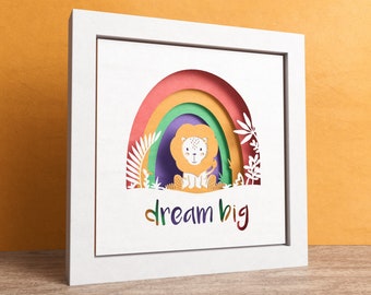 3D Custom Name Shadow Box, Boho Rainbow Svg, Layered Paper Art, Files ...