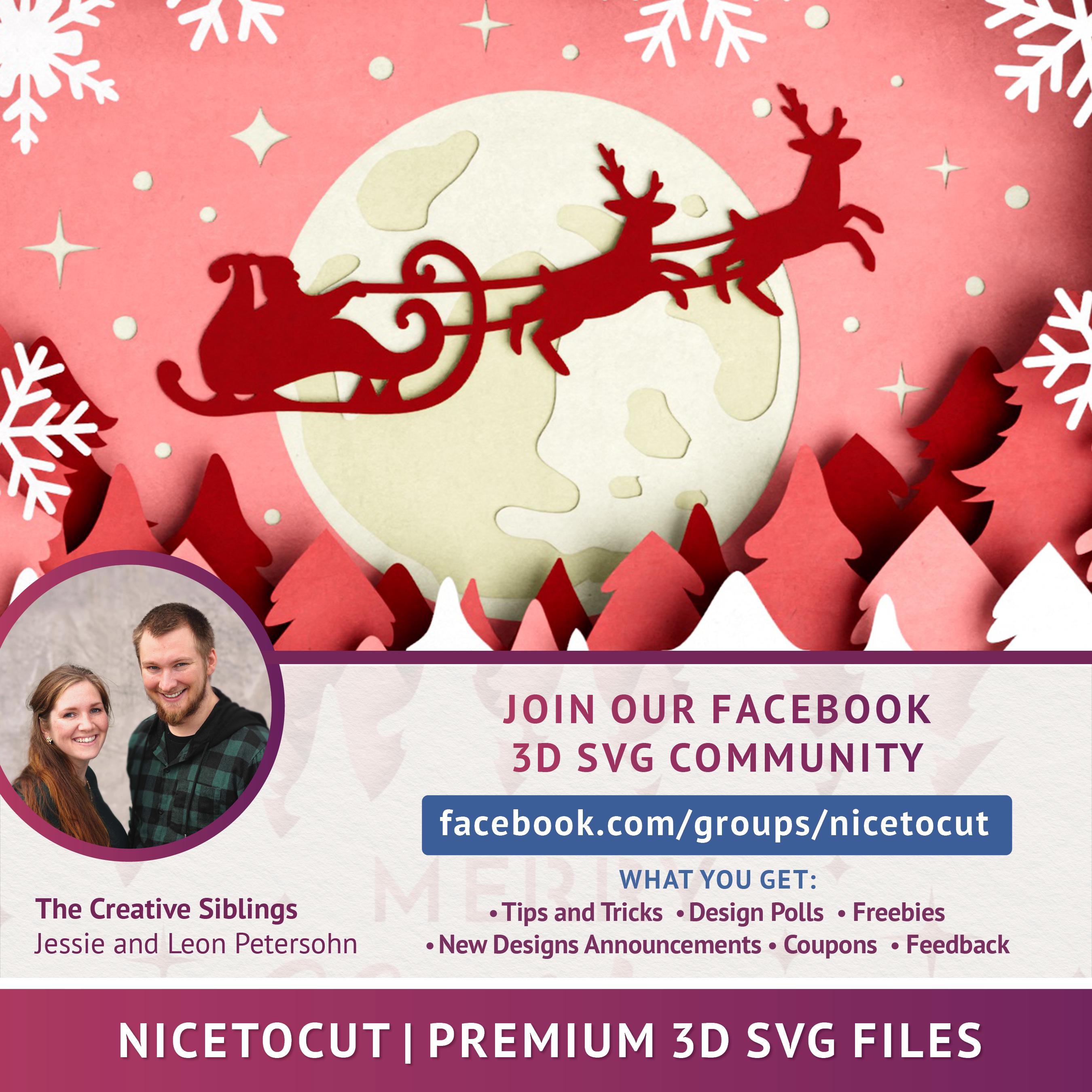 3D Santa Sleigh Shadow Box, Merry Christmas Shadow Box SVG, Christmas ...