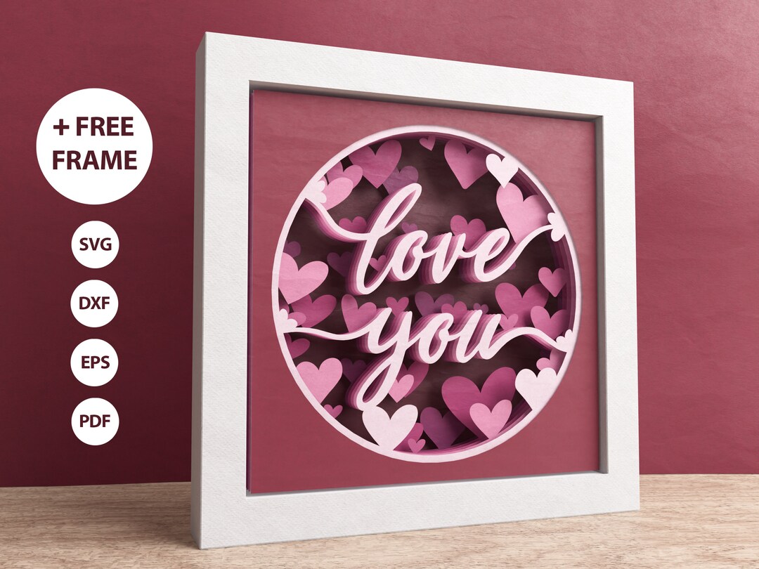 3D Love You Shadow Box Valentines Day Shadow Box Layered - Etsy