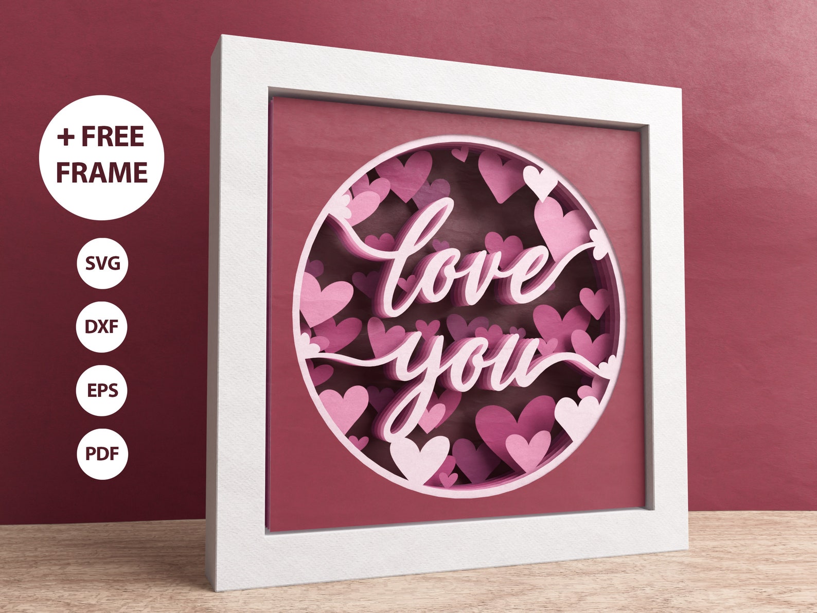 3D Love You Shadow Box Valentines Day Shadow Box Layered | Etsy