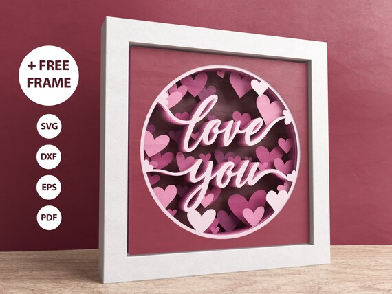 3D Love You Shadow Box Valentines Day Shadow Box Layered | Etsy