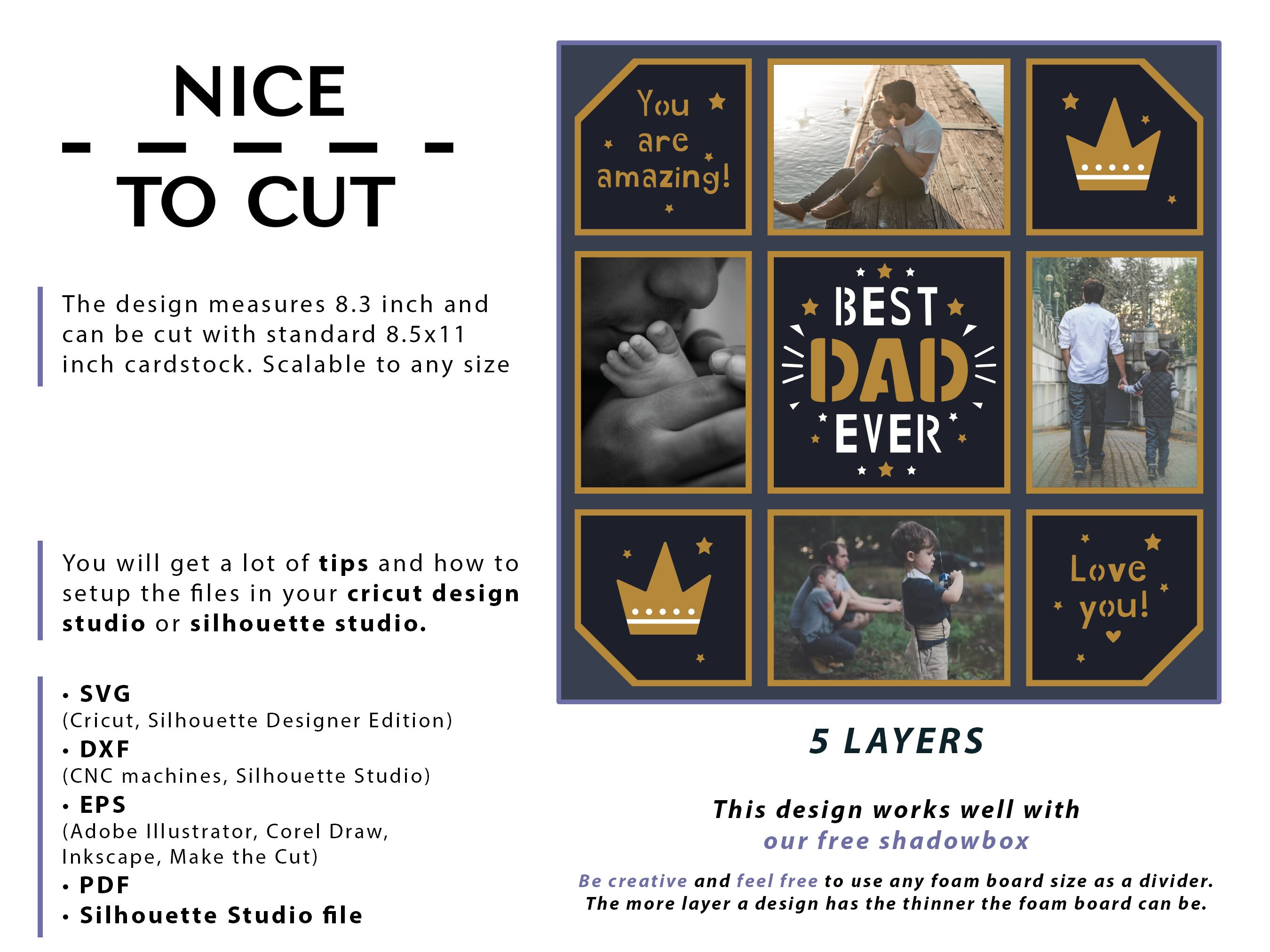 3D Best Dad Ever Shadow Box With Custom Photos Multi Photo - Etsy