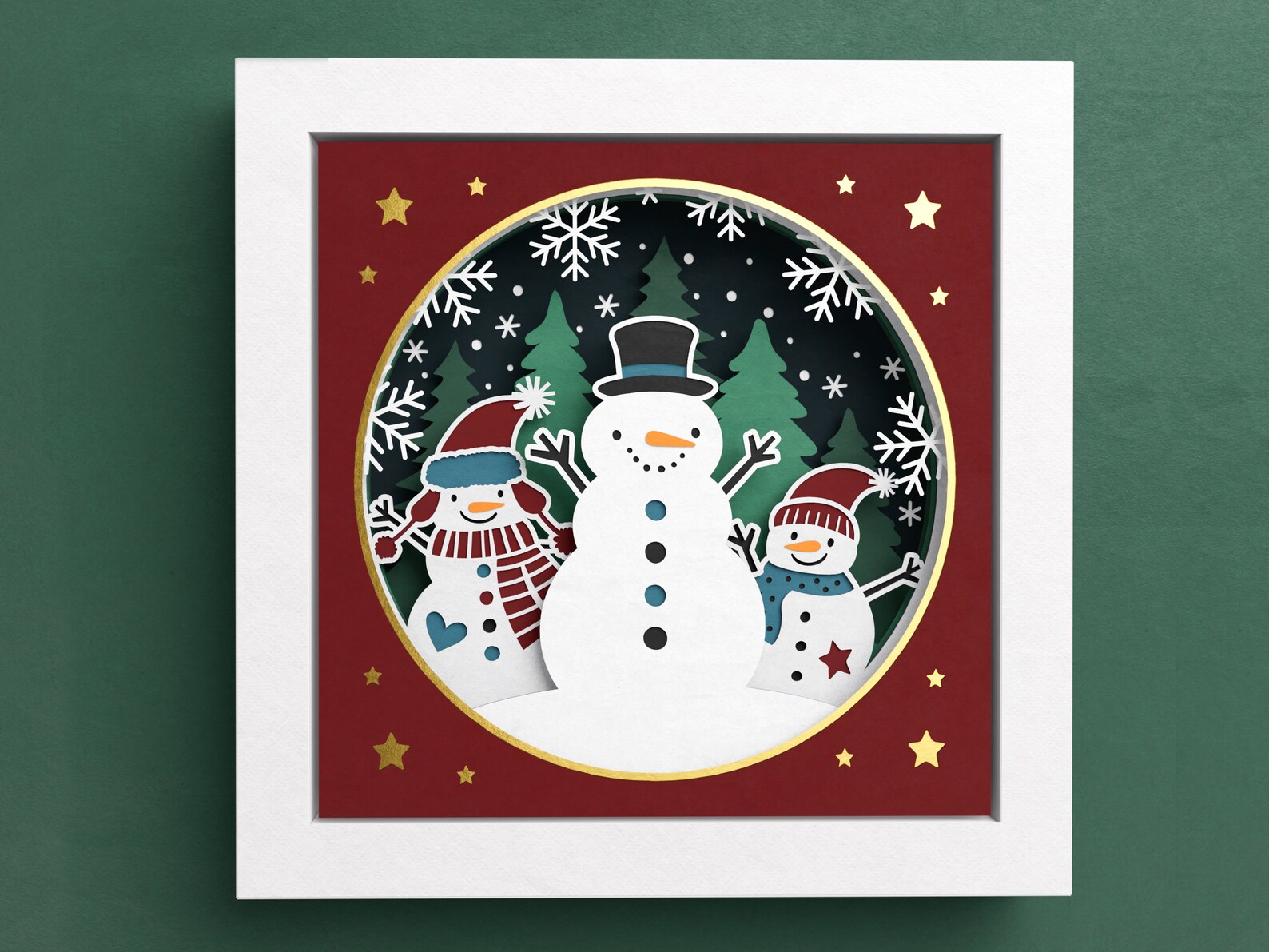 3D Snowman Shadow Box Christmas Shadow Box SVG Christmas - Etsy