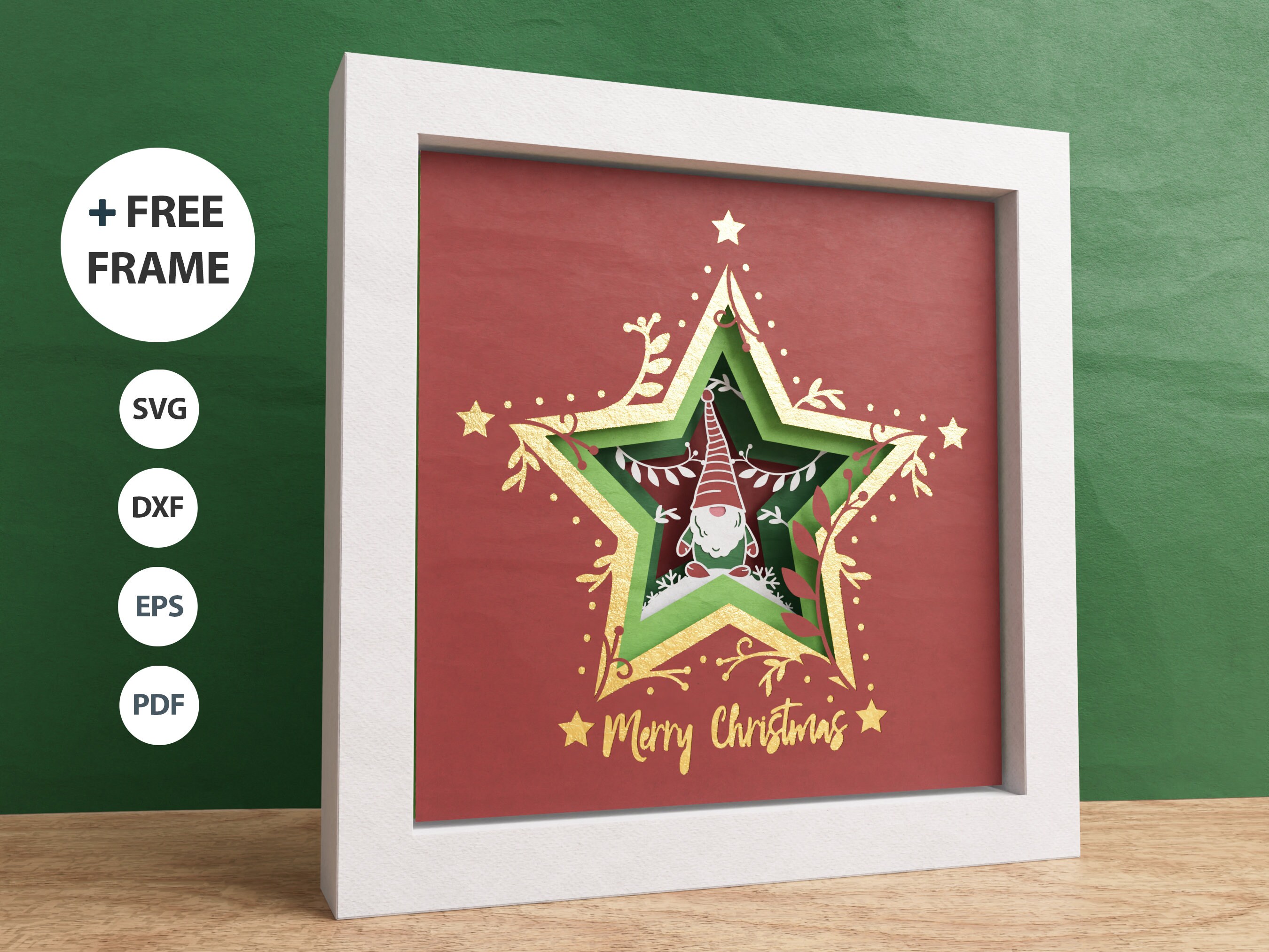3D Shadow Box Bundle, Christmas Star Svg Set, Gnome 3D Svg, Christmas ...