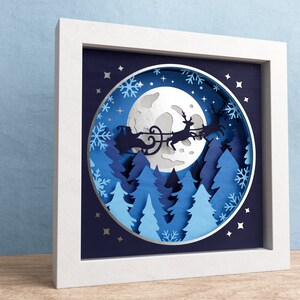 3D Santa Christmas Shadow Box, Reindeer Shadow Box SVG, Christmas ...