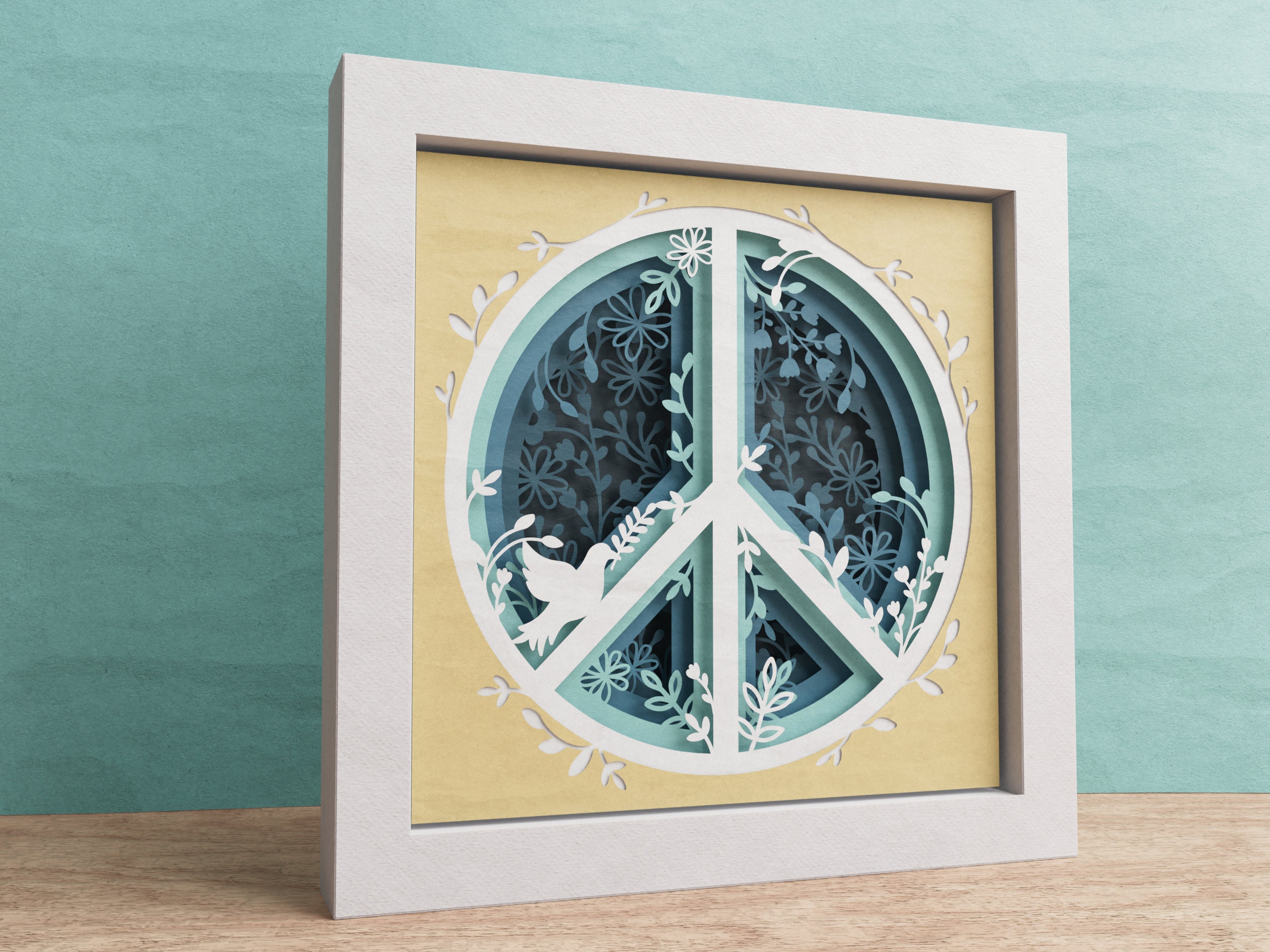 3D Peace Sign Shadow Box Floral Svg 3D Mandala Files for - Etsy