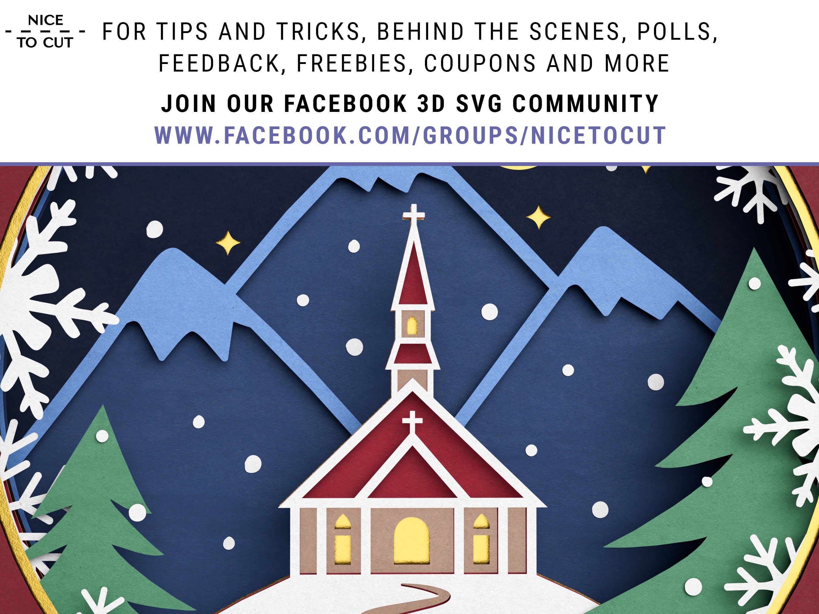 3D Church on a Hilltop Shadow Box Christmas Svg Layered - Etsy Australia