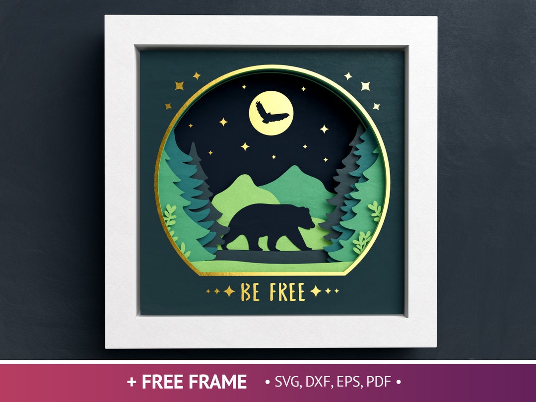 3D Bear Shadow Box, Animal Svg, 3D Mandala, Forest Shadow Box, 3D ...