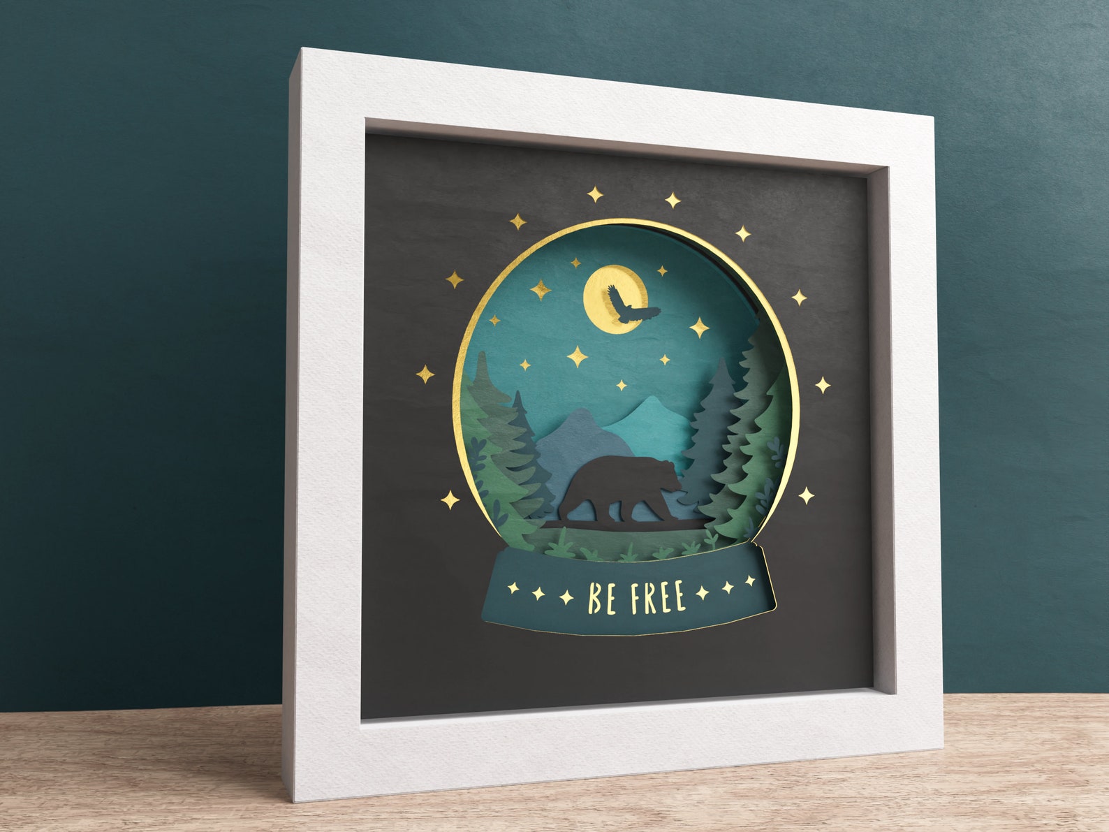 3D Bear Shadow Box Animal Svg 3D Mandala Snowglobe Shadow - Etsy