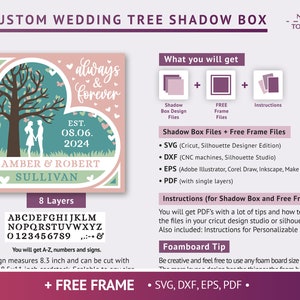 3D Wedding Tree Shadow Box With Custom Words, Valentines Day Heart ...