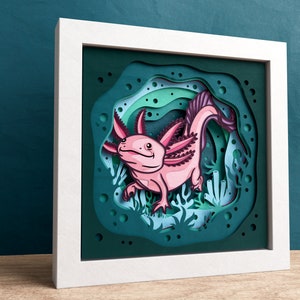 3D Axolotl Shadow Box Animal Shadow Box SVG Layered - Etsy