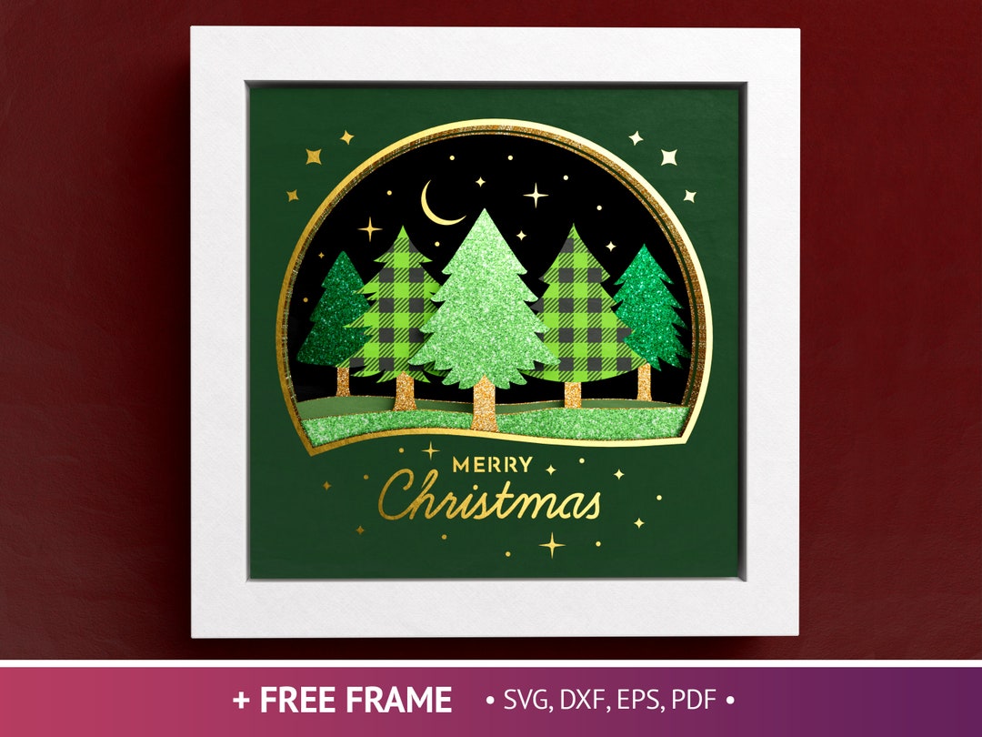 3D Christmas Tree Shadow Box, Merry Christmas Svg, Merry Christma, Star ...