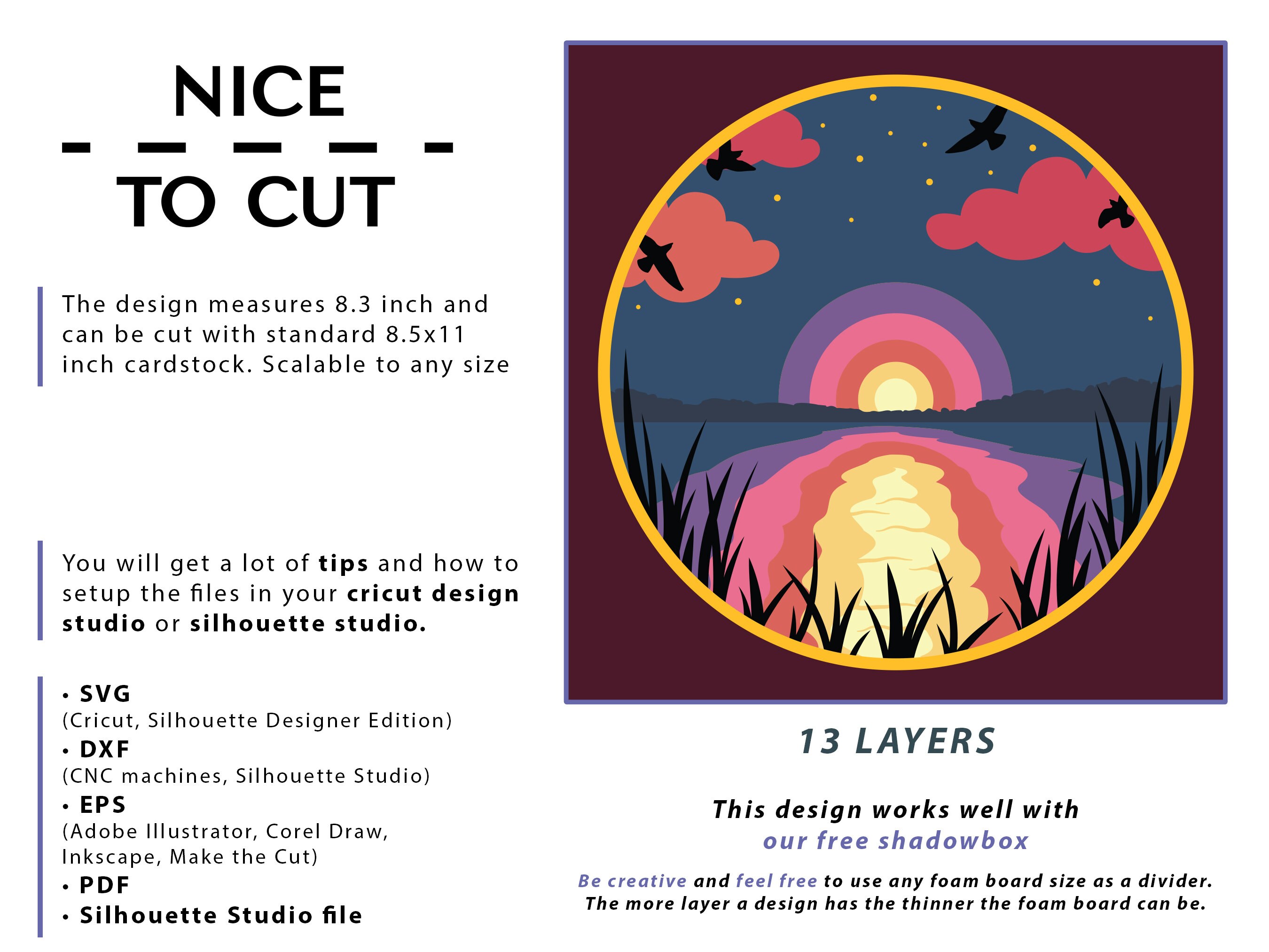 3D Sunset Shadow Box Sunset at the Lake Nature Landscape - Etsy