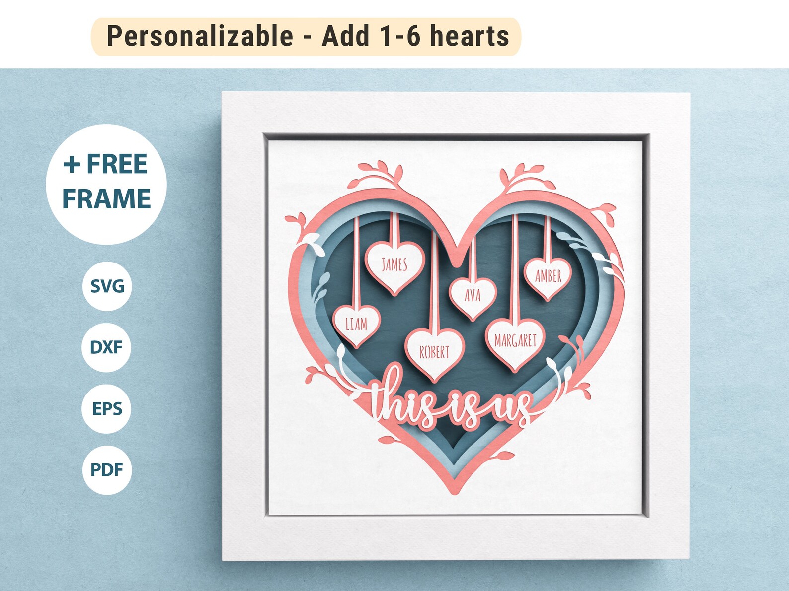 3D This is Us Family Heart Shadow Box With Custom Names - Etsy