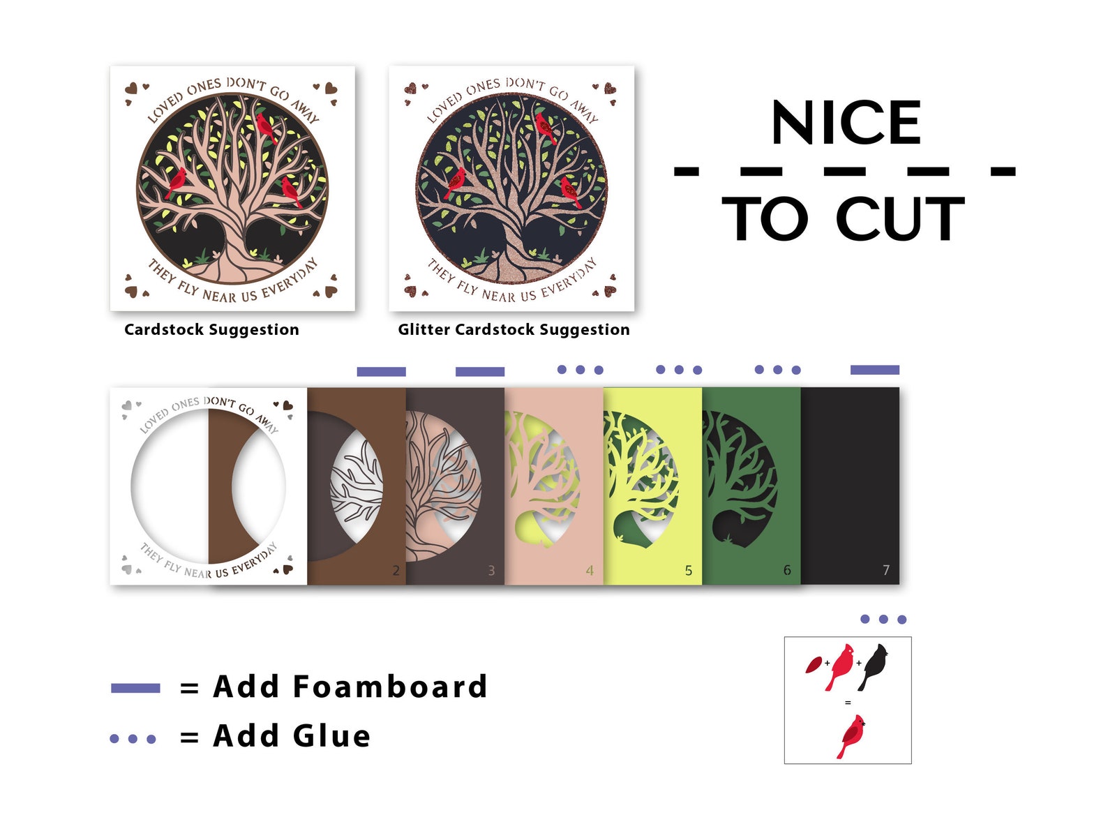 3D Cardinal Bird Tree Shadow Box, Customizable Gift, Memorial Gift ...