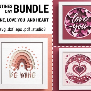 3D Valentines Day Shadow Box Bundle, 3D Heart, I Love You SVG, Be Mine ...