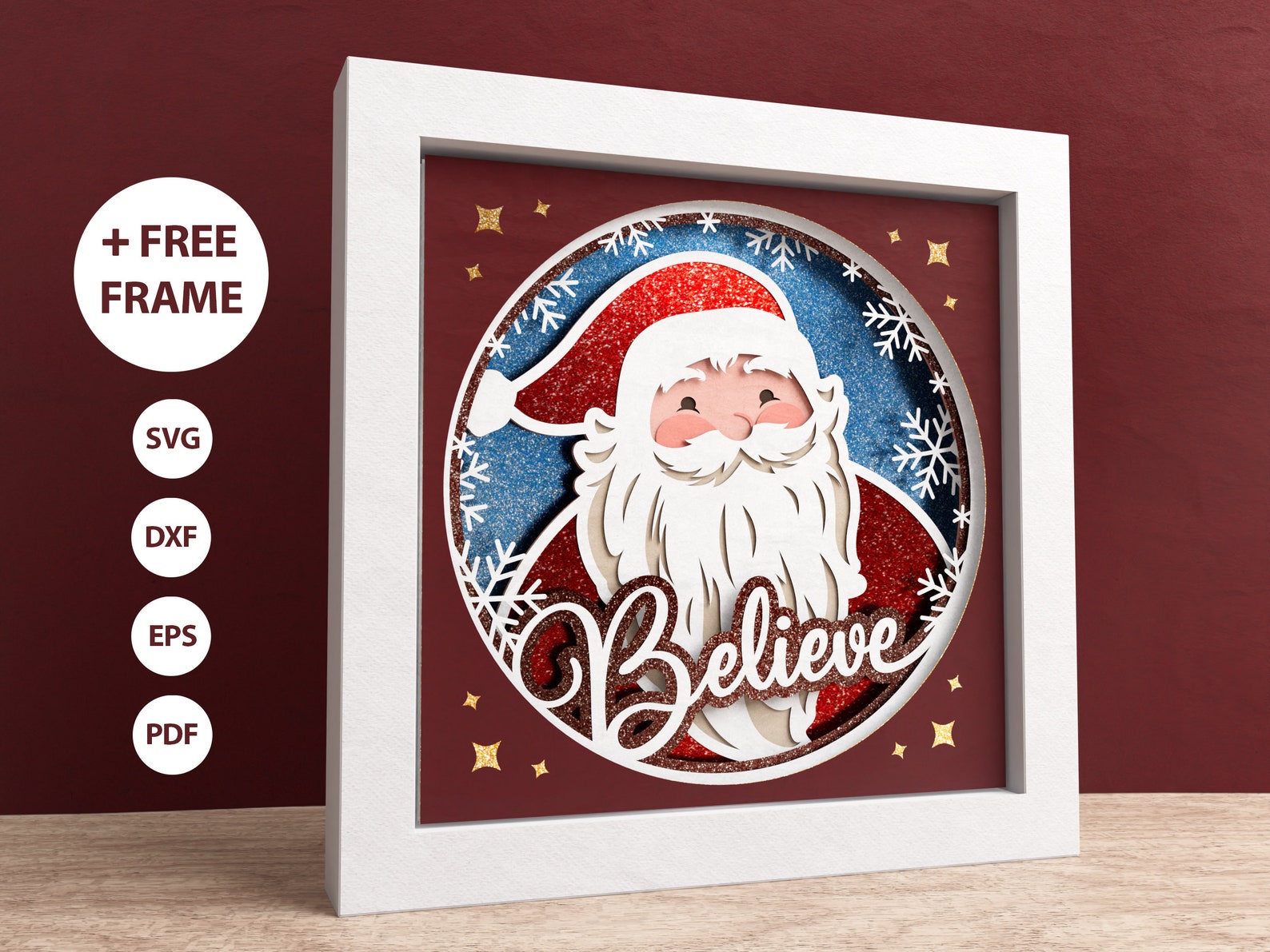3D Christmas Shadow Box Bundle, Santa Shadow Box SVG, Christmas Layered ...