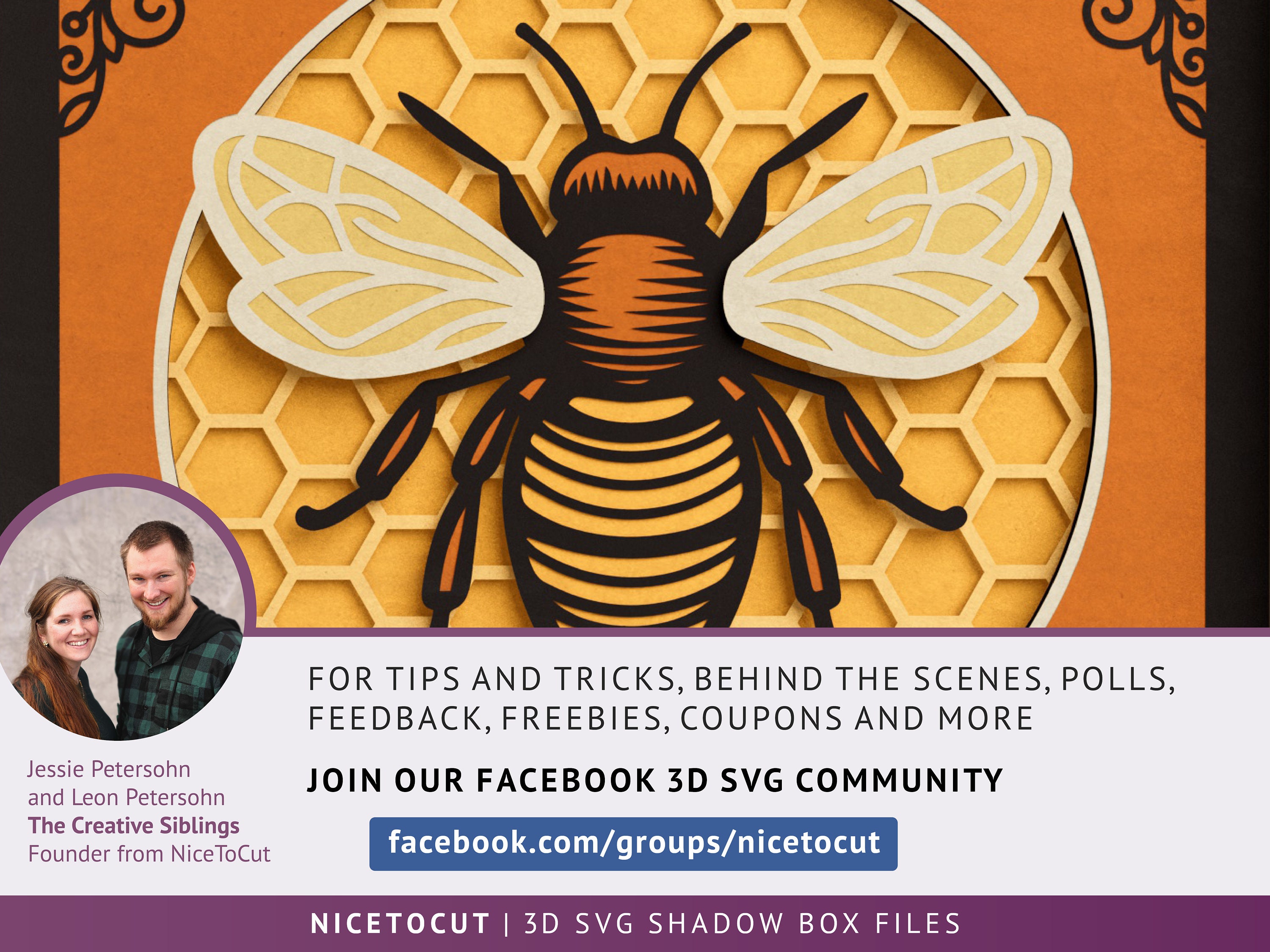 3D Honey Bee Shadow Box, Insect Cutout, Animal Shadow Box SVG, Files ...
