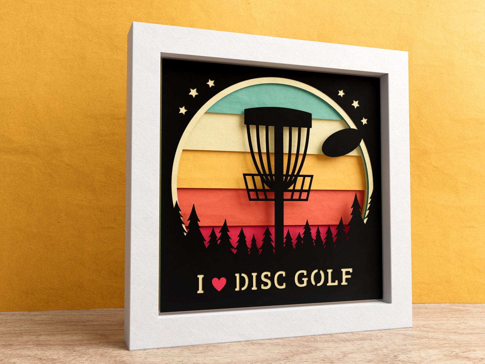 3D Disc Golf Shadow Box, Sport 3D SVG, Fathers Day 3D SVG, Hobby Shadow ...