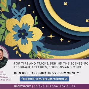 3D Moon Welcome Shadow Box, Floral Svg, 3D Mandala, Flower Shadow Box ...
