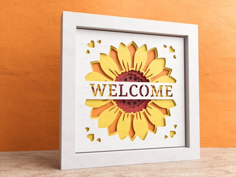 3D Sunflower Welcome Shadow Box Floral Svg 3D Mandala - Etsy