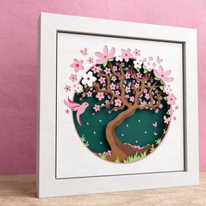 3D Cherry Blossom Shadow Box Spring Shadow Box Japanese - Etsy