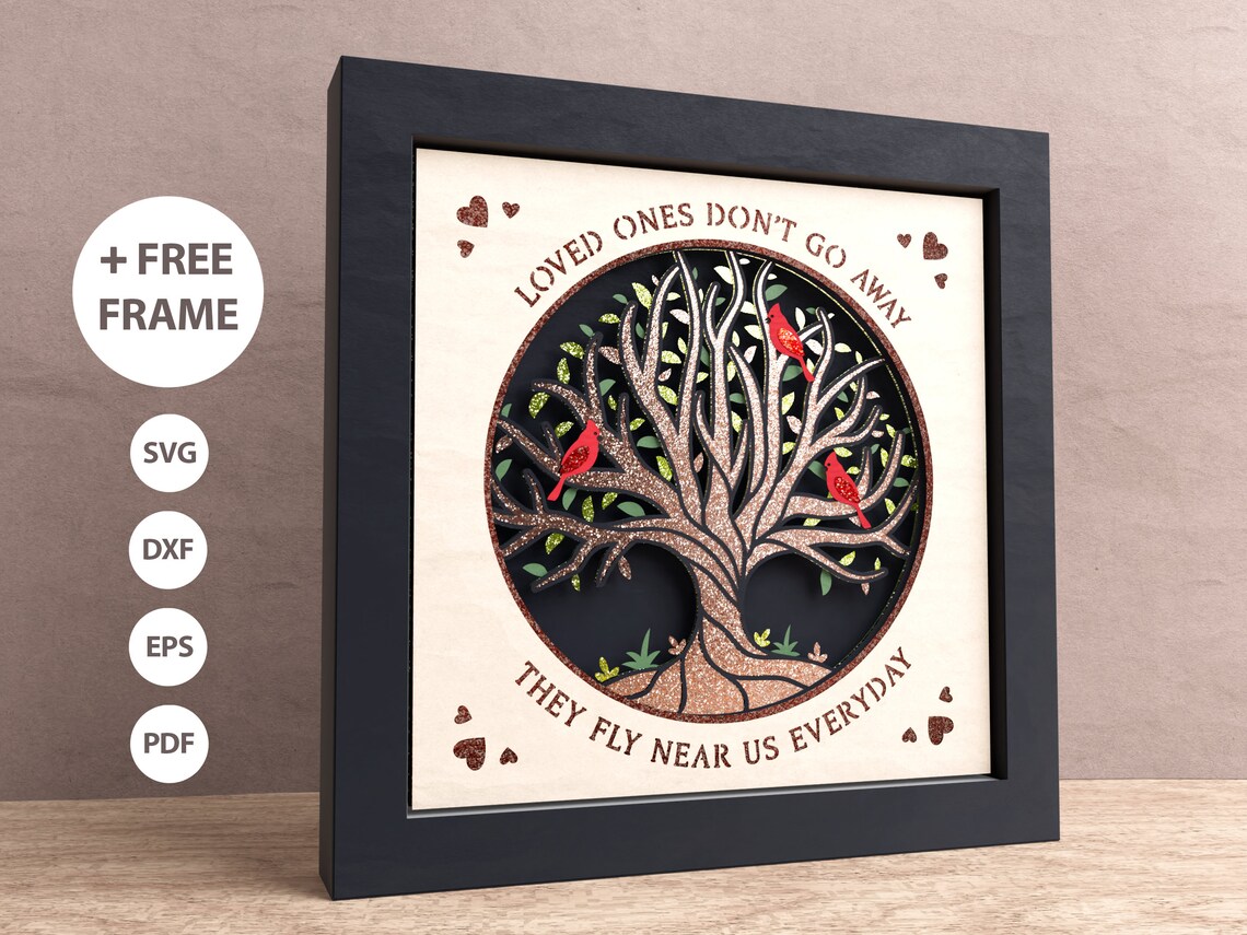 3D Cardinal Bird Tree Shadow Box Customizable Gift Memorial - Etsy