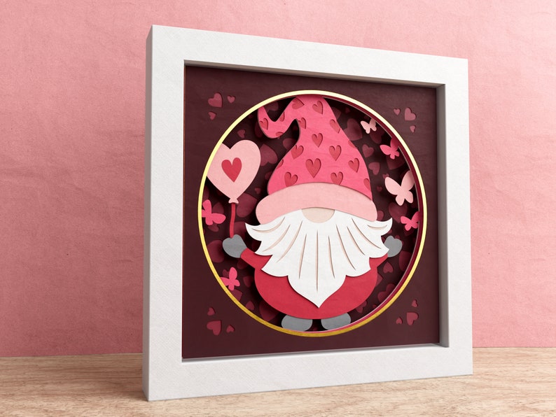 3D Gnome Shadow Box Valentines Day Shadow Box Heart 3D SVG - Etsy