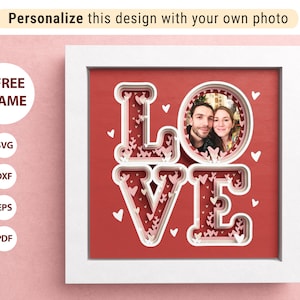 3D Love Shadow Box With Custom Photo Valentines Day Shadow - Etsy