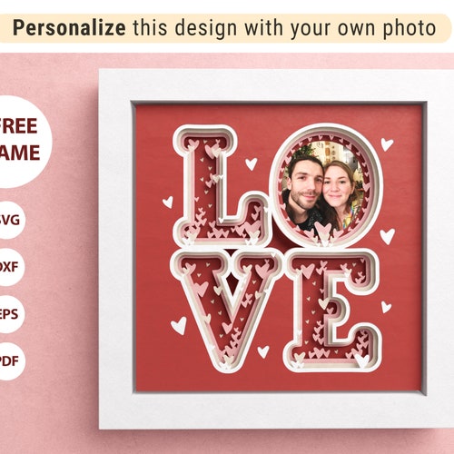 3D Love Shadow Box With Custom Photo Valentines Day Shadow - Etsy