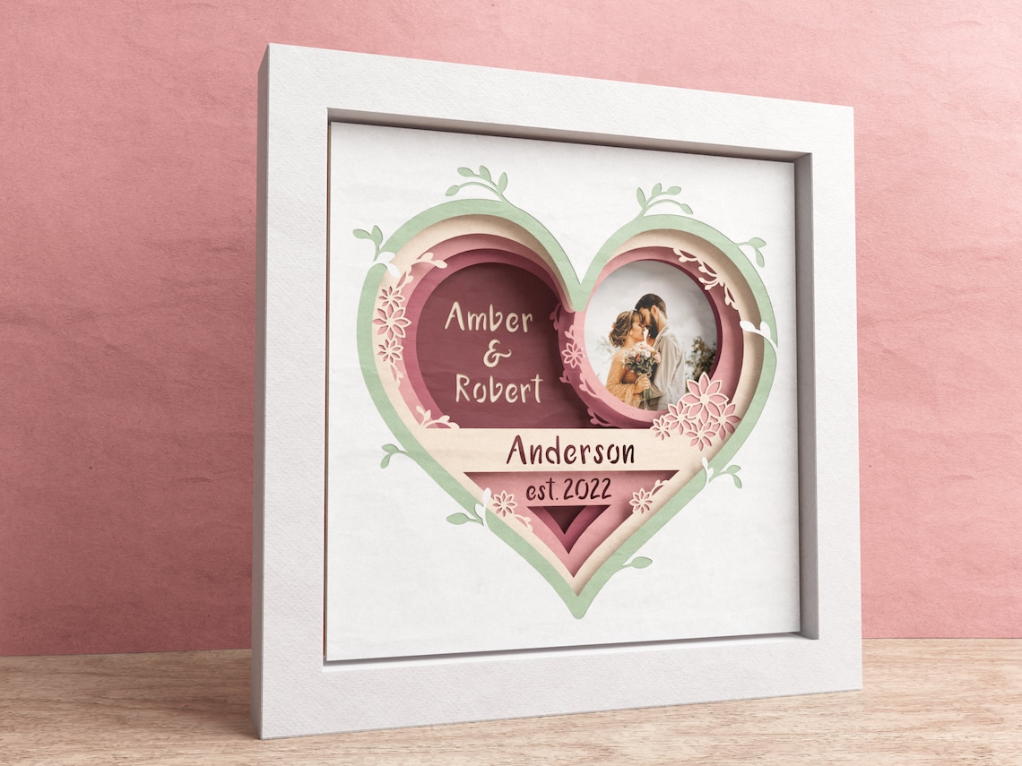 3D Customizable Wedding Shadow Box Custom Name Shadow Box - Etsy