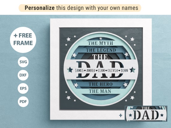 3D DAD Shadow Box With Custom Names Fathers Day Day Shadow - Etsy