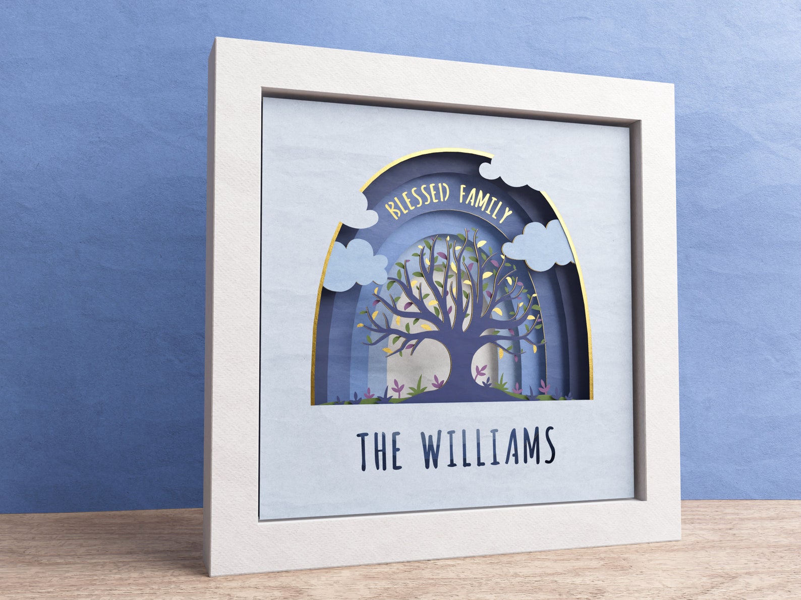 3D Family Tree Shadow Box With Custom Names, Layered Paper Art, Fathers ...