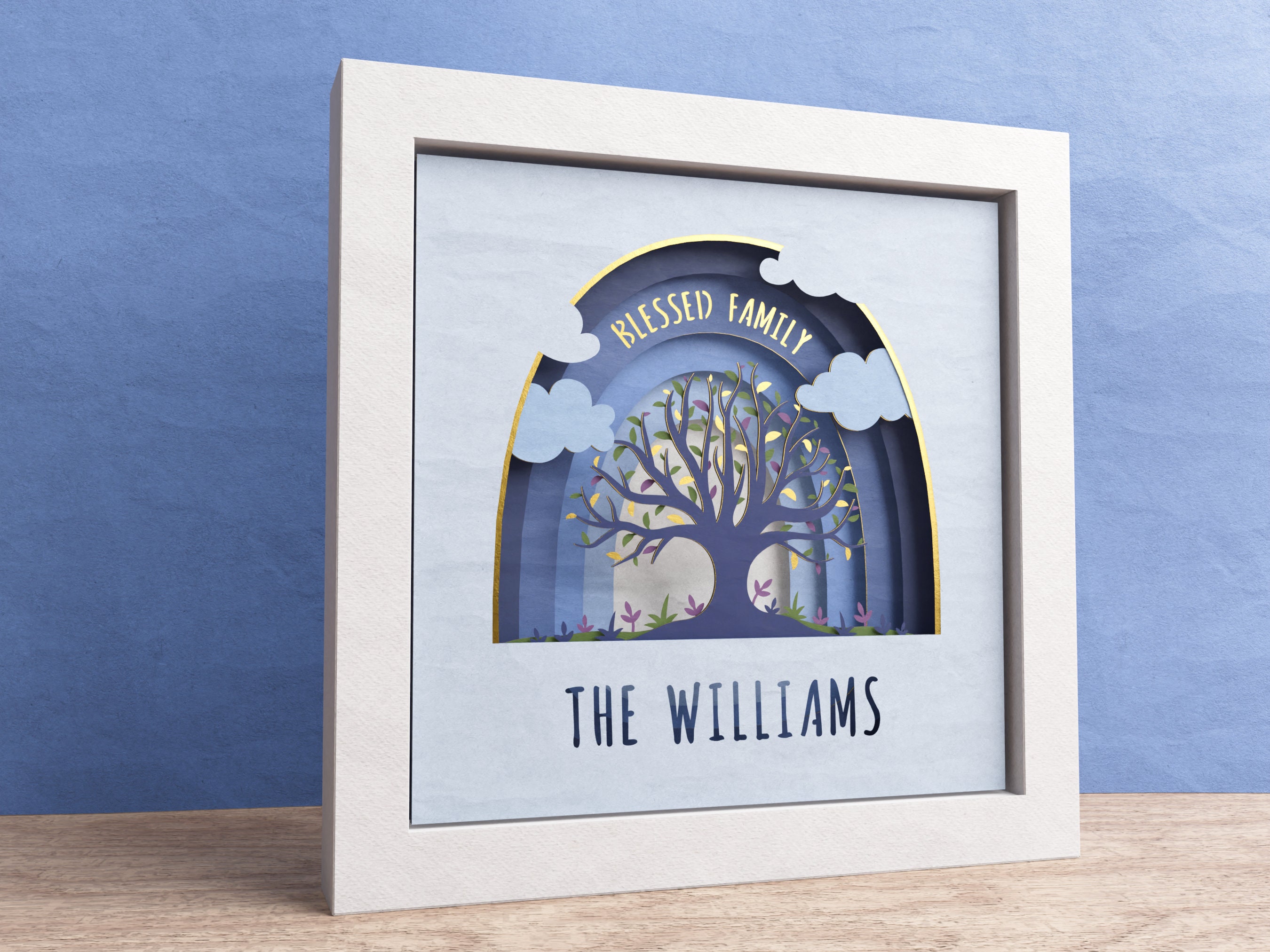 3D Family Tree Shadow Box With Custom Names, Layered Paper Art, Fathers ...