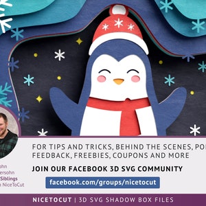 3D Penguin Shadow Box, Winter Shadow Box, 3D Mandala, Nursery Decor ...