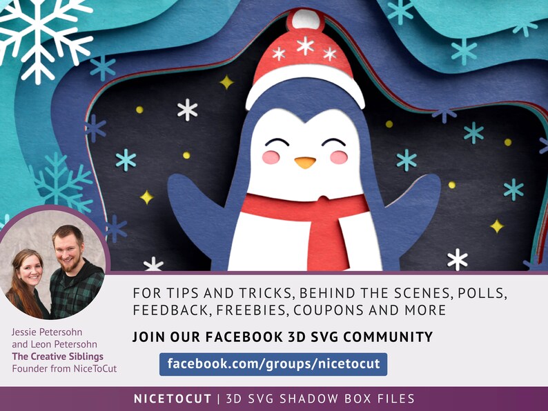 3D Penguin Shadow Box Winter Shadow Box 3D Mandala Nursery - Etsy