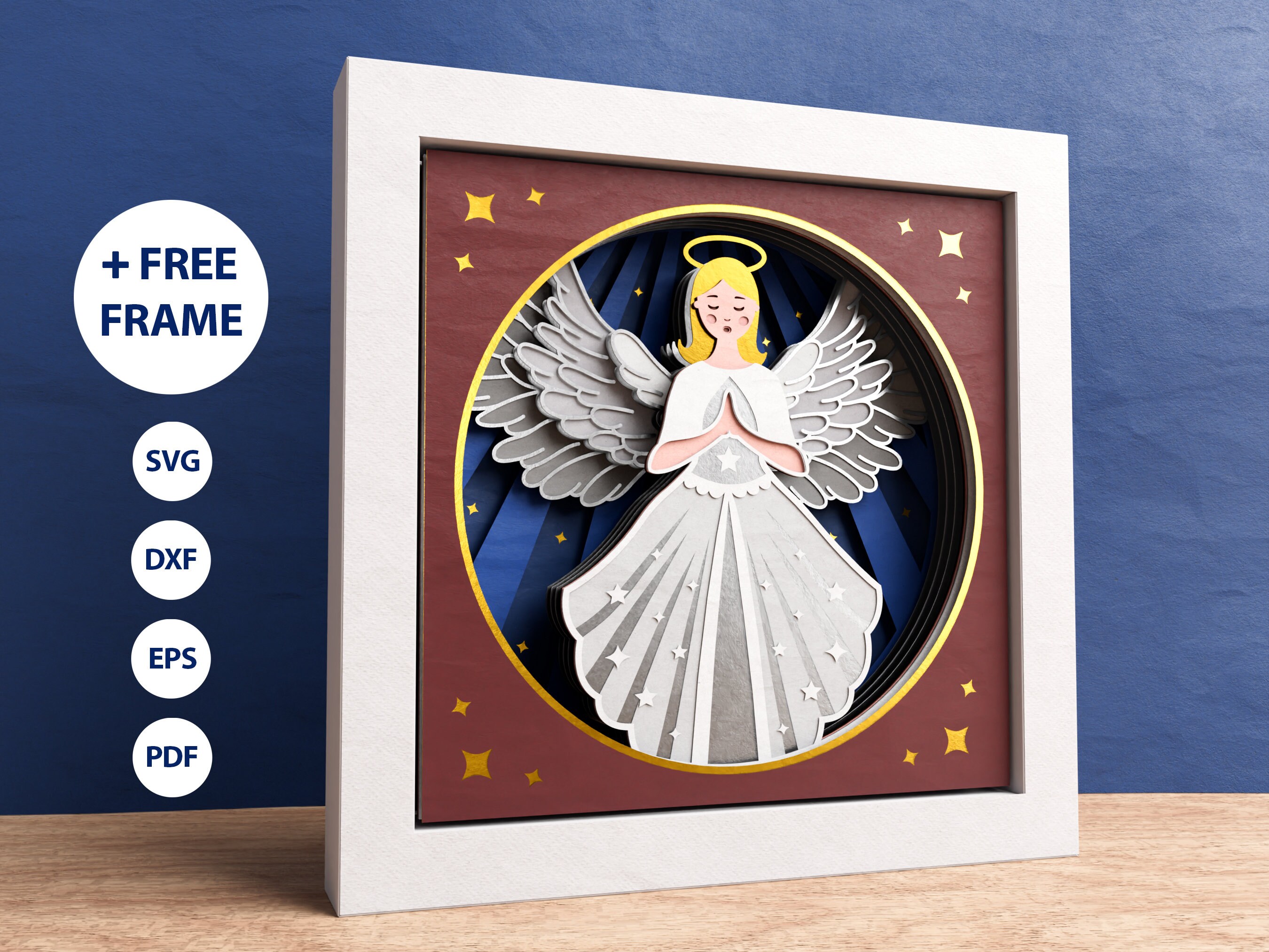 3D Angel Shadow Box Praying Angel 3D SVG Christian Gifts - Etsy