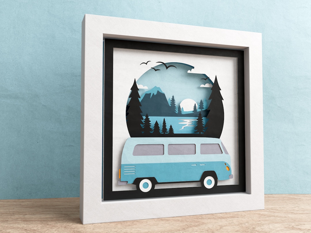 3D Van Shadow Box, Travel Shadow Box, Car Lover 3D SVG Shadow Box Gift ...