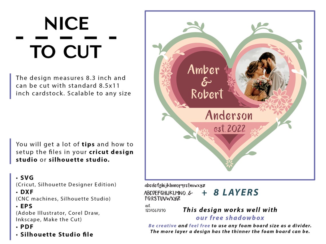 3D Customizable Wedding Shadow Box Custom Name Shadow Box - Etsy