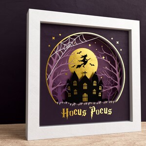 3D Hocus Pocus Shadow Box, Witch Shadow Box, Bats, Layered Paper Art ...