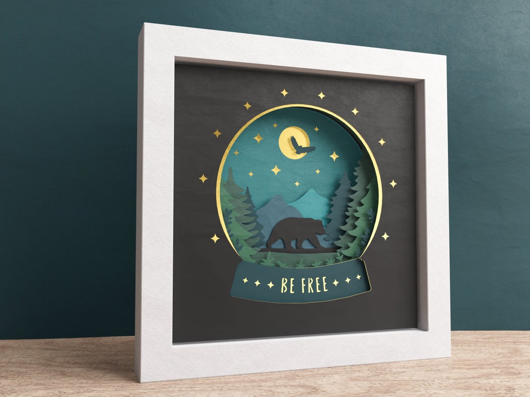 3D Bear Shadow Box, Animal Svg, 3D Mandala, Snowglobe Shadow Box, 3D ...