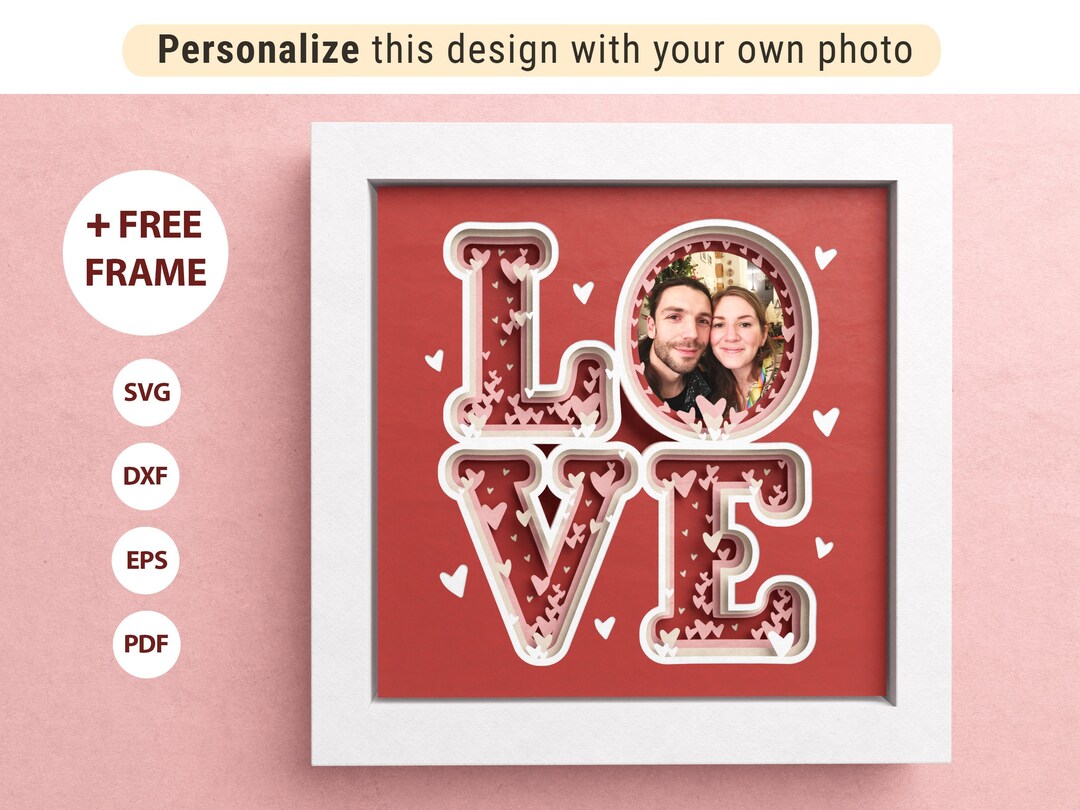 3D Love Shadow Box With Custom Photo, Valentines Day Shadow Box ...