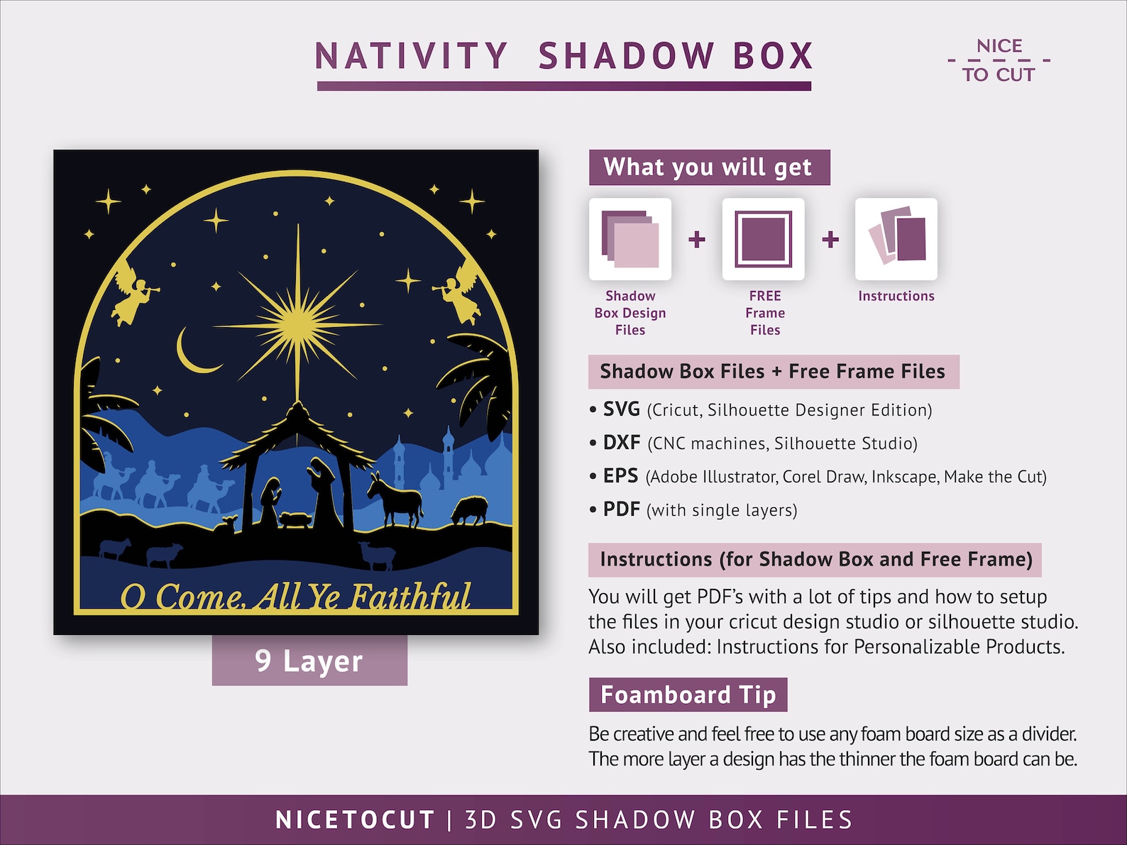 3D Nativity Scene Shadow Box Christmas Shadow Box SVG - Etsy
