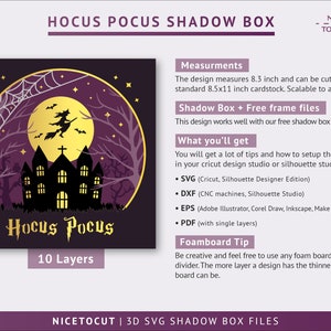 3D Hocus Pocus Shadow Box, Witch Shadow Box, Bats, Layered Paper Art ...