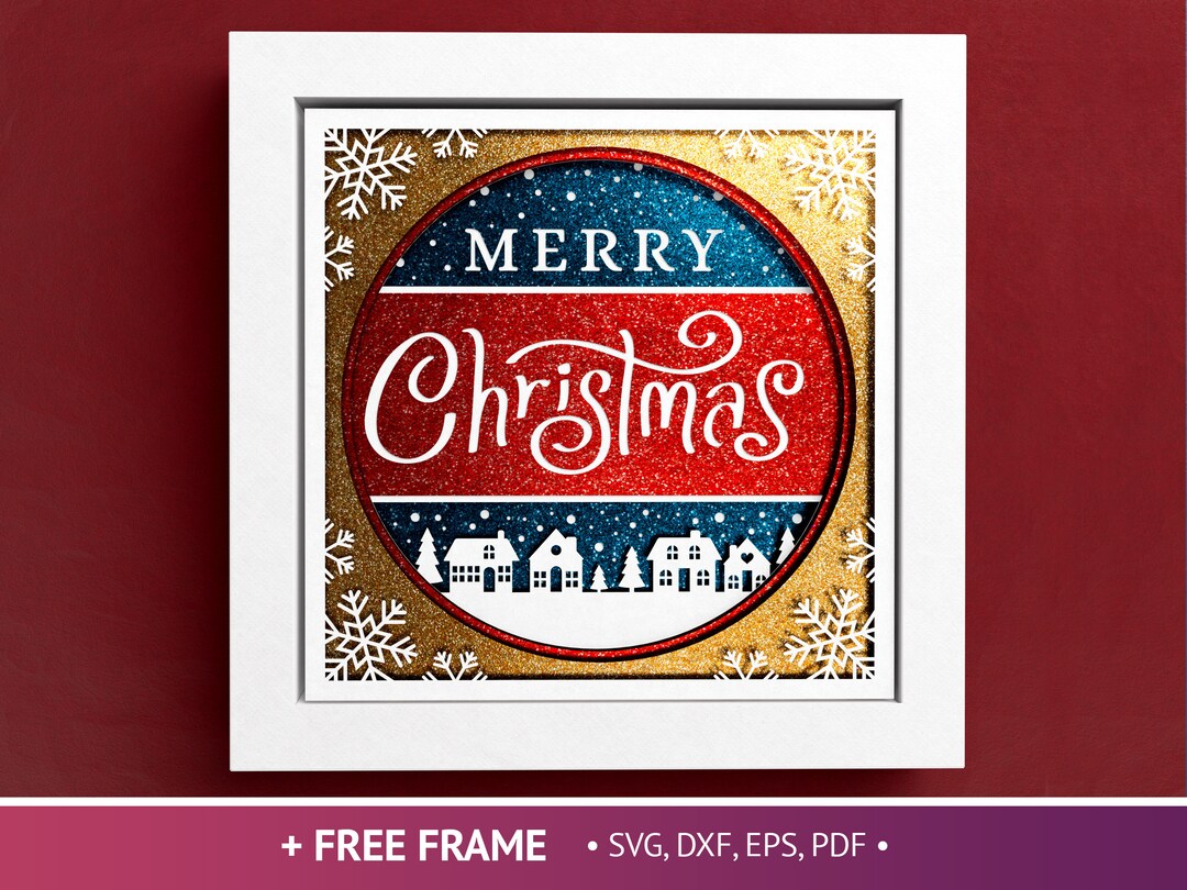 3D Merry Christmas Shadow Box, Christmas Shadow Box SVG, Christmas ...