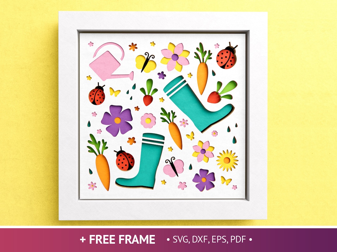 3D Spring Pattern Shadow Box, Home Shadow Box, Cherry Blossoms, Floral ...