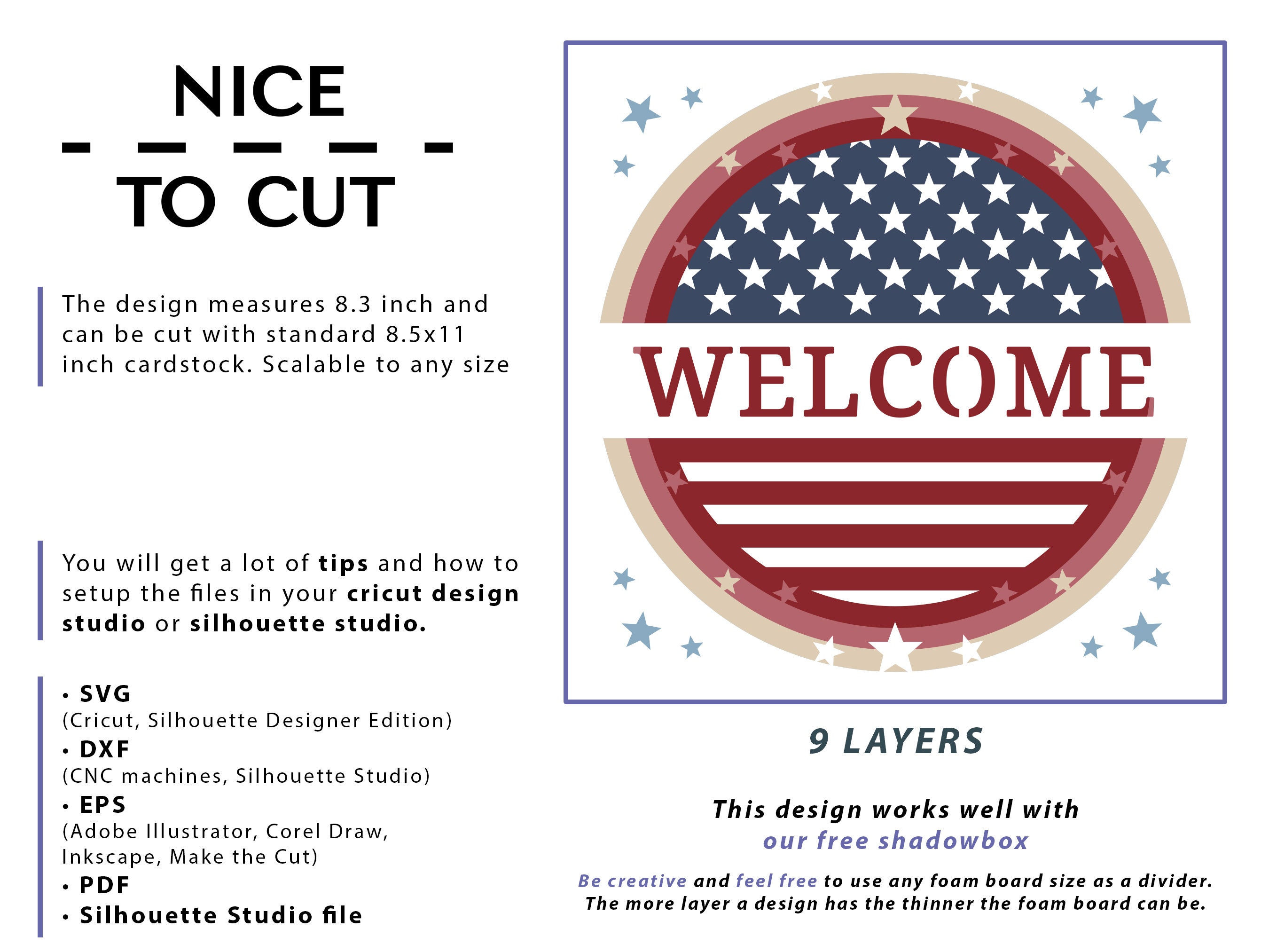 3D America Welcome Shadow Box Welcome Sign Independence Day - Etsy