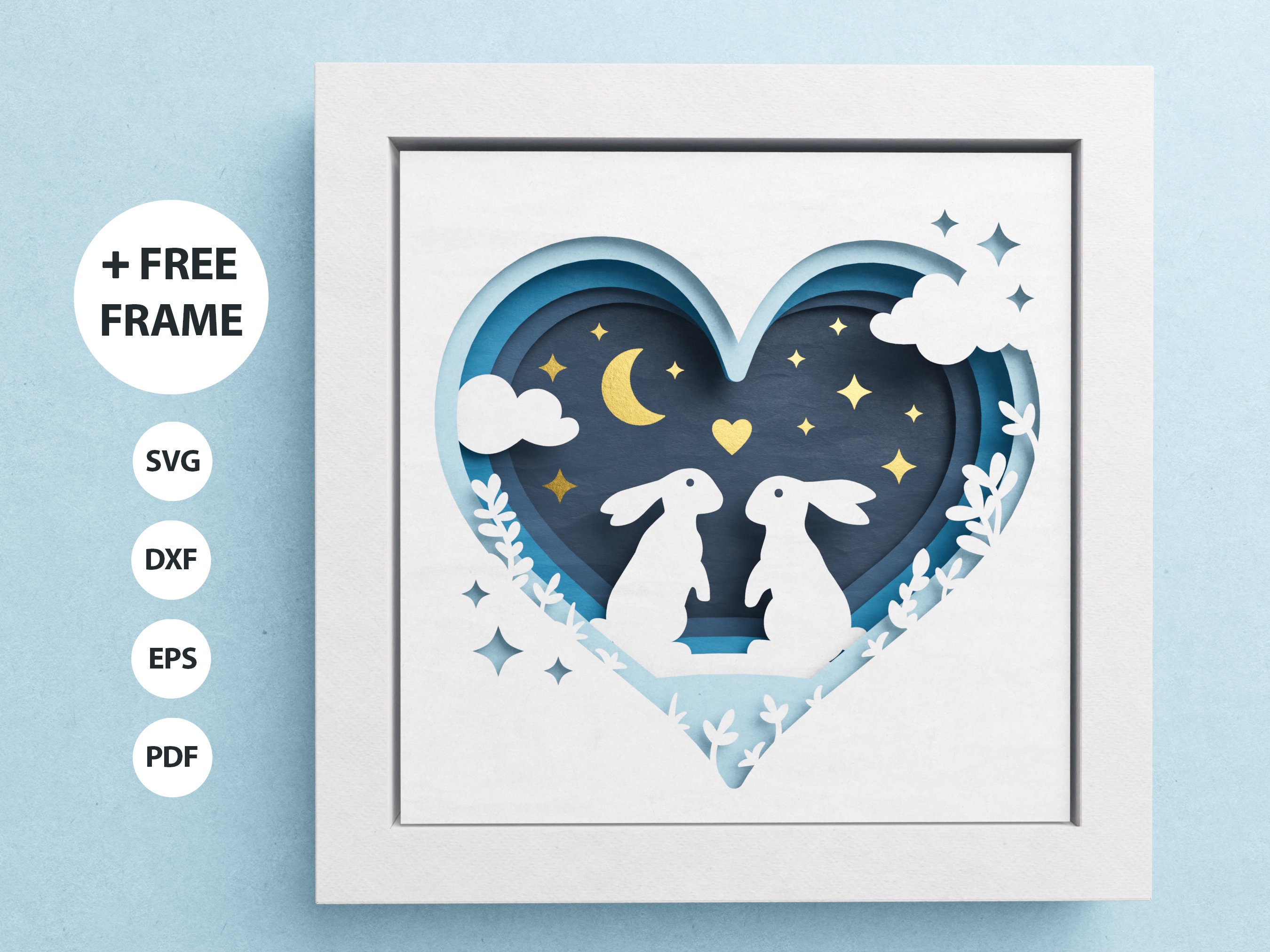 3D Bunnies Shadow Box Love Shadow Box Floral 3D Files - Etsy